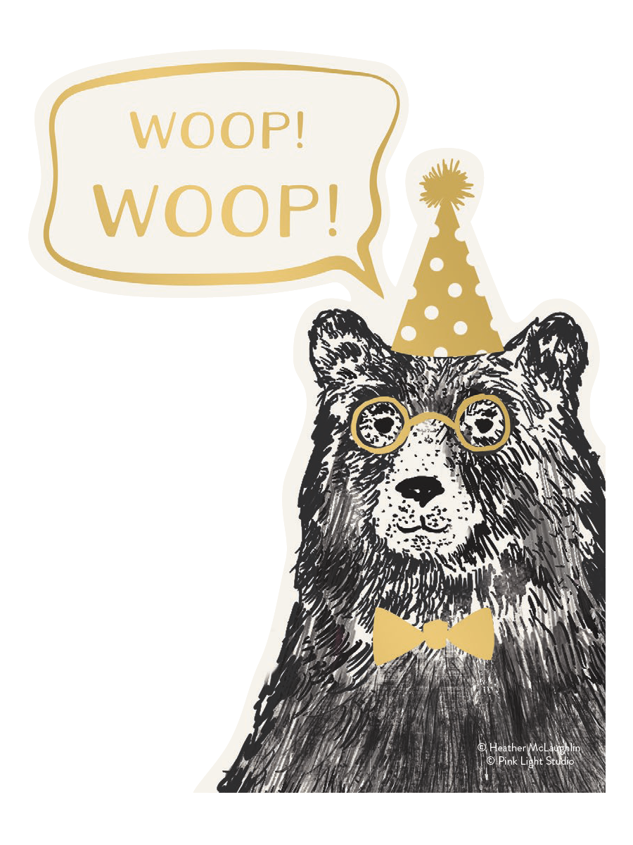 General Woop Woop Party Bear Sticker with Bow Tie and Glasses ...