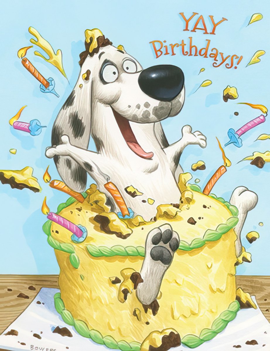 Funny Dog Birthday Cake Card - Yay You! - Funny Birthday Greeting Card ...